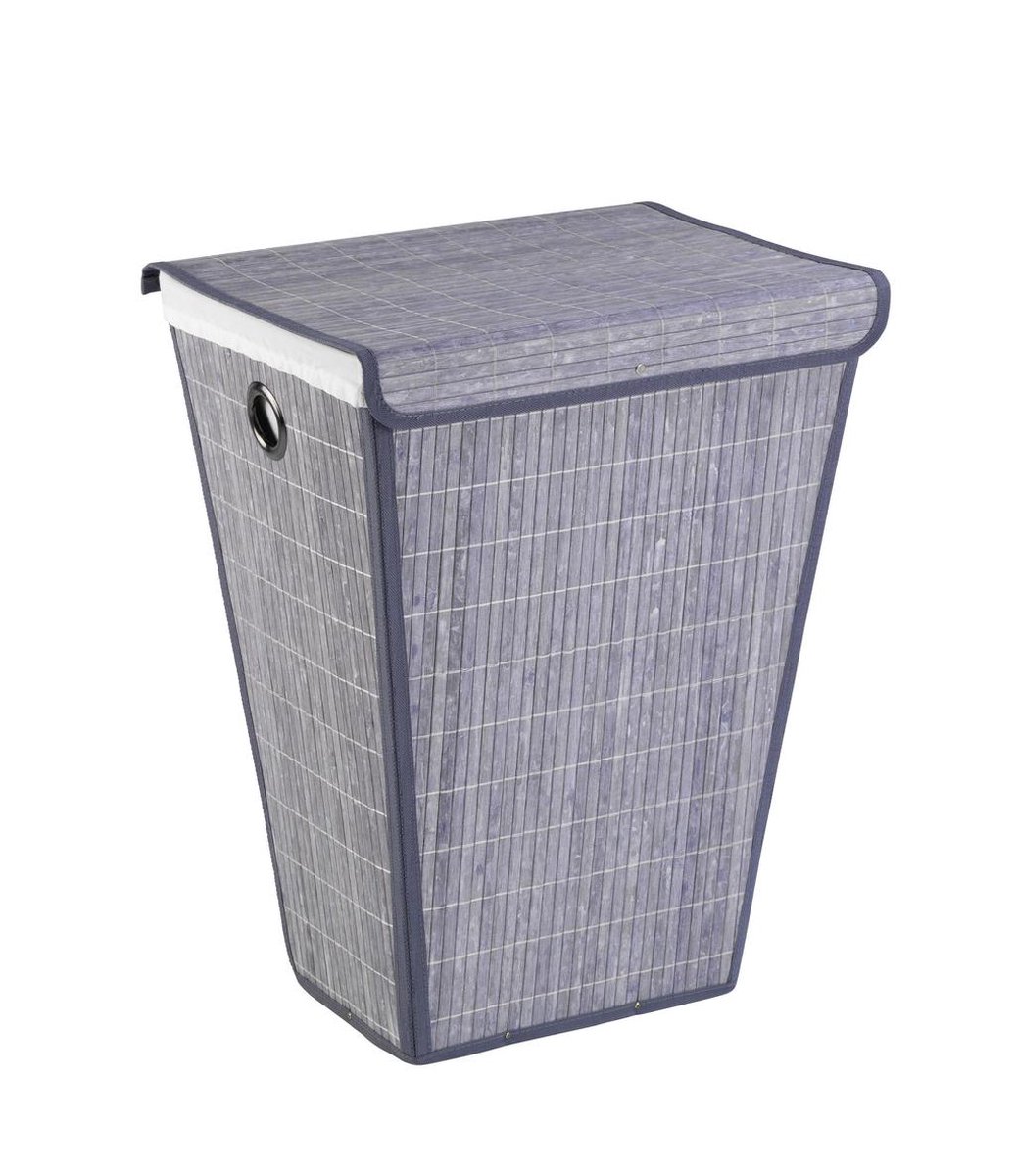 WENKO wasmand bamboo wit, rechthoekig, taps met deksel | bol.com