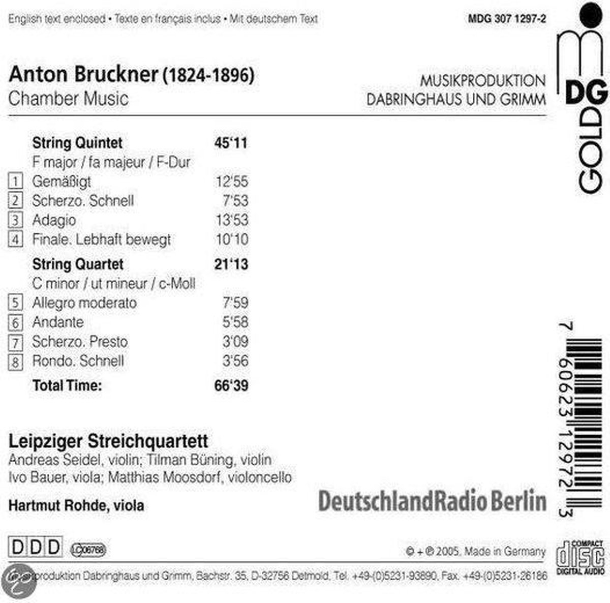 Leipziger Streichquartett - Streichquintett In F (CD), Hartmut Rohde | Muziek | bol.com