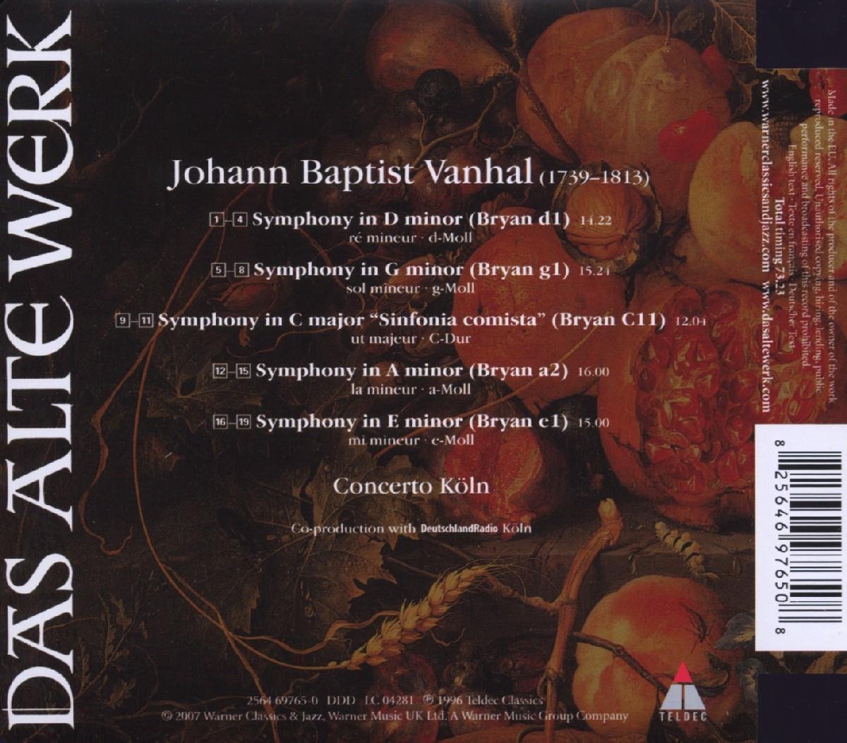 Vanhal: Symphonies, J.B. Vanhal | Muziek | bol