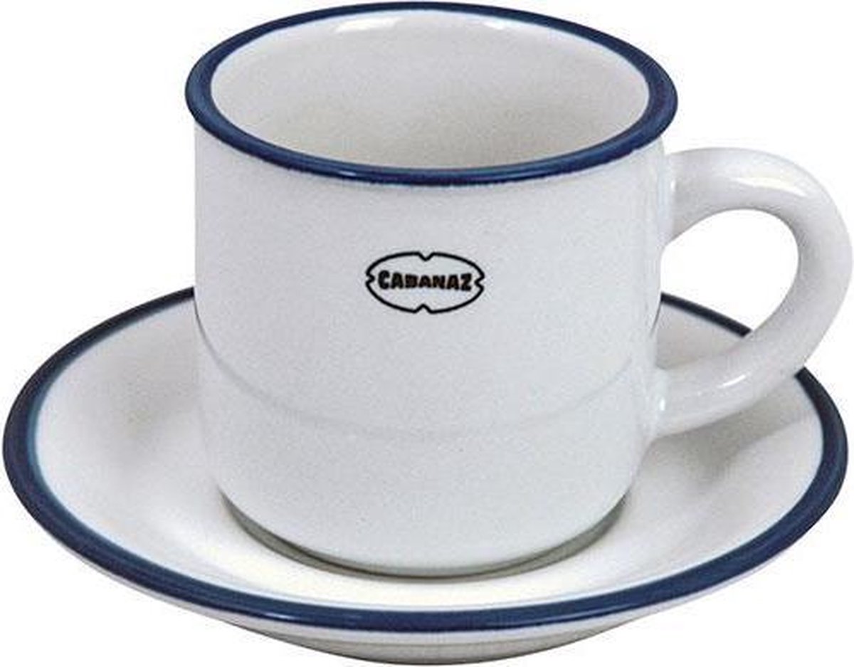 CABANAZ - espresso kop met schotel, keramiek, 90 ml, wit | bol.com
