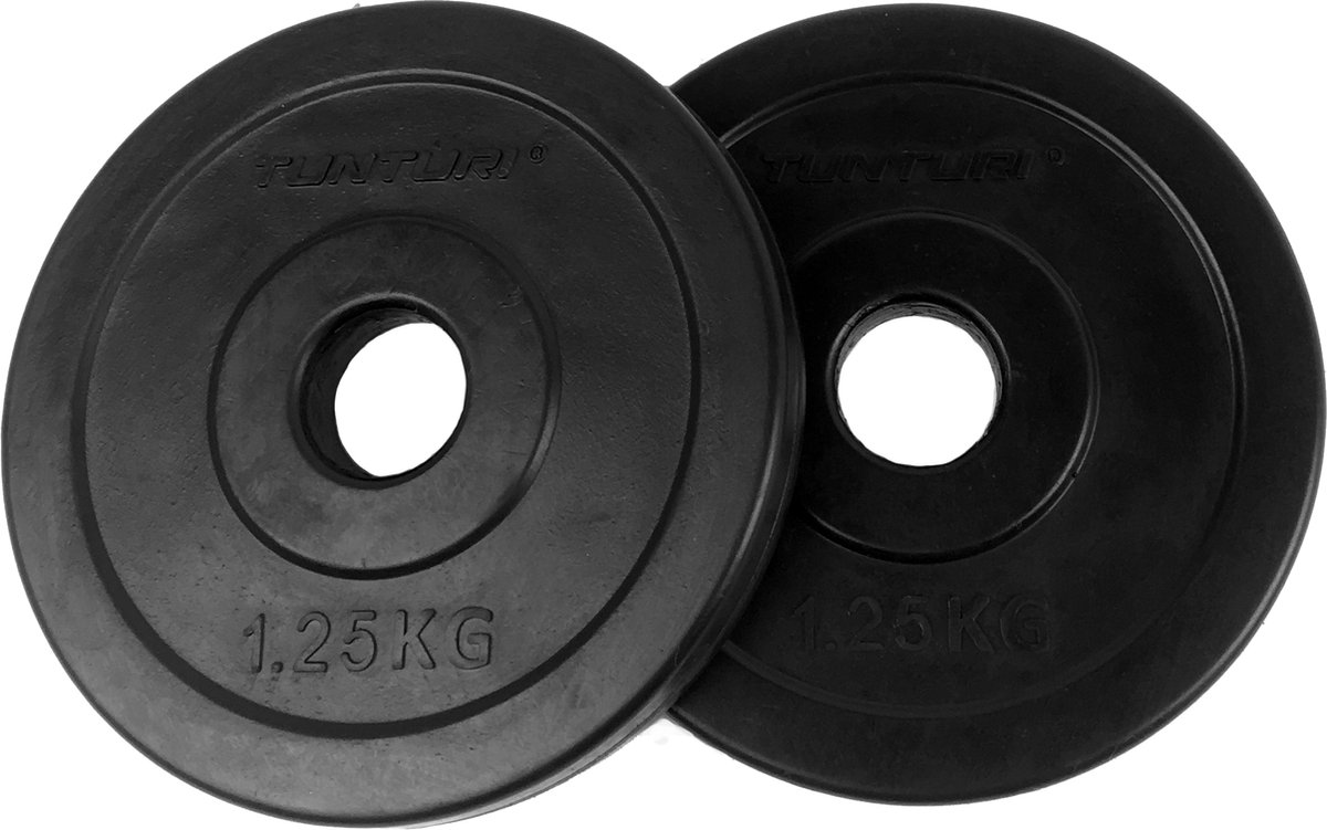 Tunturi Halterschijven - Halter gewichten - 2x 1,25 kg - 30mm - Rubber ...
