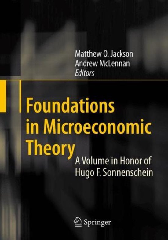 Foundations in Microeconomic Theory | 9783540740568 | Matthew O ...
