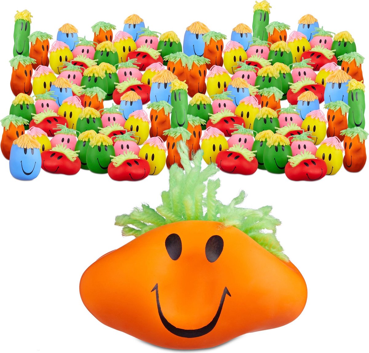 Relaxdays 48x stressbal - anti-stressbal lachen 9 cm - knijpbal - 120 g ...