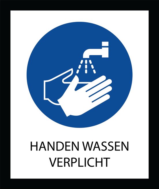 Bord ISO7010 Geboden Handen wassen verplicht 20 x 24 cm | bol