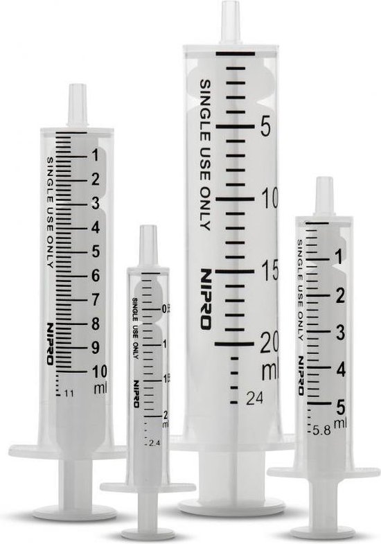 25 Stuks 10ml. Spuitjes zonder naald - Met inhoudsindeling - Voor ...
