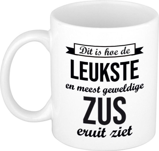 Leukste en meest geweldige zus cadeau koffiemok / theebeker wit 300 ml | bol.com