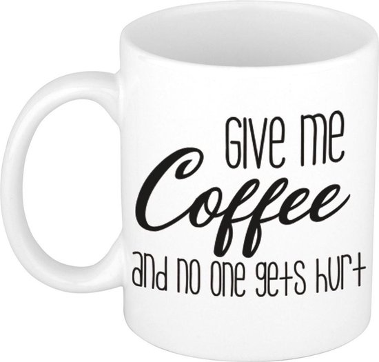Give me coffee cadeau mok / beker wit - 300 ml - keramiek - koffiemok voor de... | bol