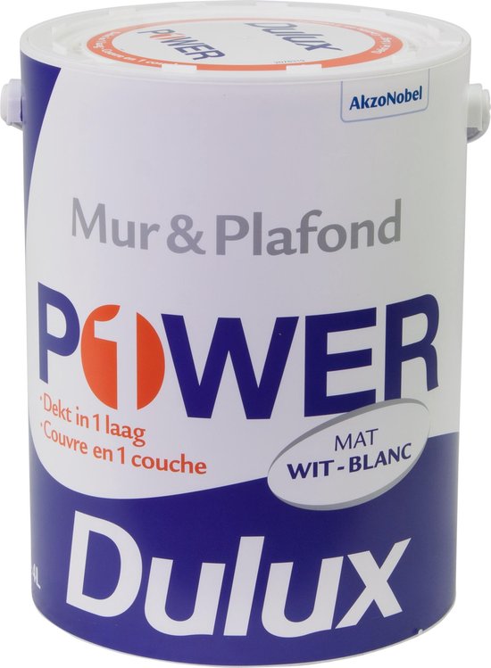 Dulux Power Muur & Plafondverf - Mat - Wit - 4L | bol