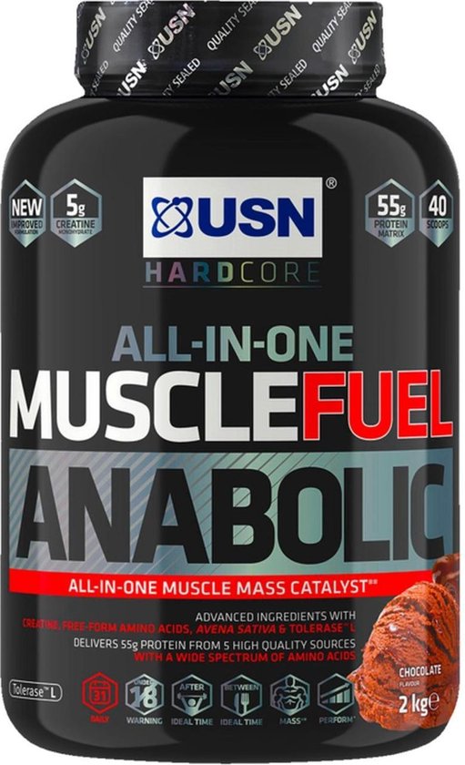 USN Muscle Fuel Anabolic 2 KG - Chocolade - Mass Gainer, Weight Gainer ...