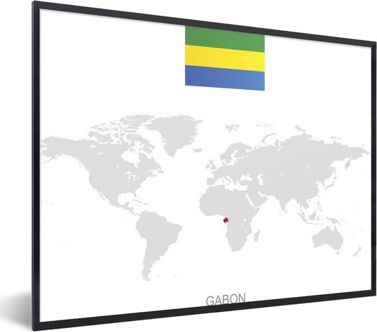 Fotolijst incl. Poster - tekening van Gabon op de wereldkaart - 40x30 ...