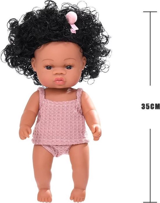 Kleine reborn baby pop 'Lara' - 35 cm - Donkerroze shirtje en broekje ...