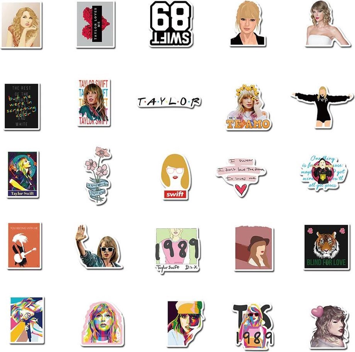 Taylor Swift sticker mix - 50 stickers voor laptop, schriften, koffer ...