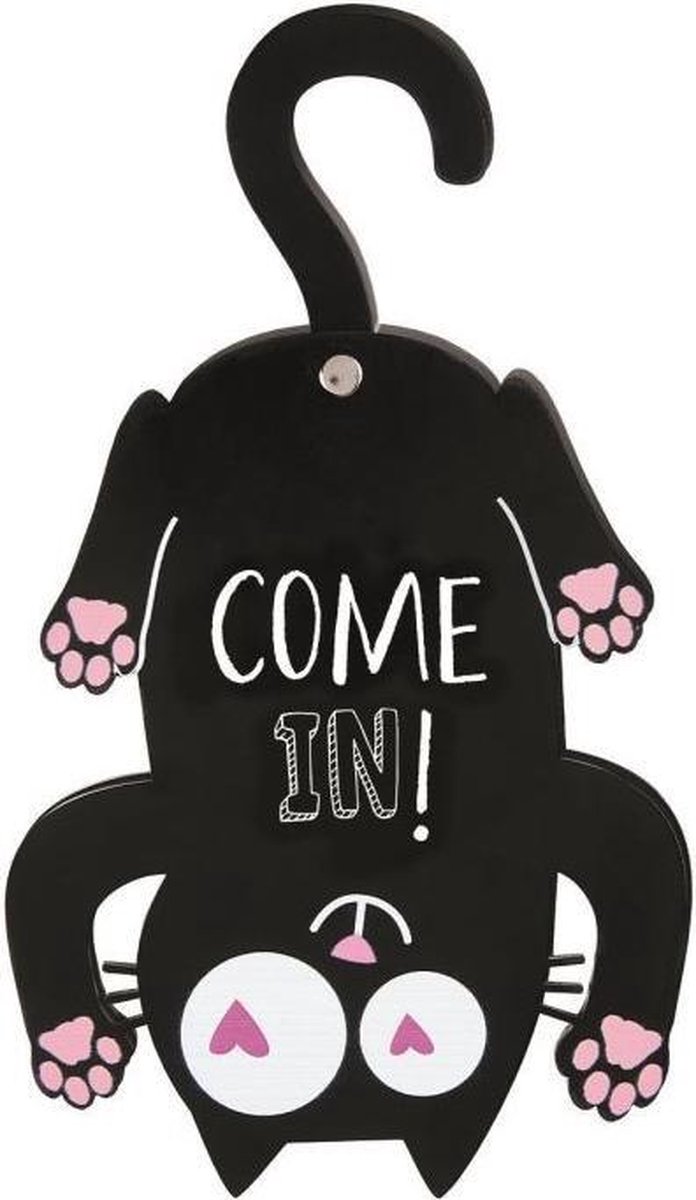 Moses Deurhanger Ed The Cat 25 Cm Hout Zwart | bol.com