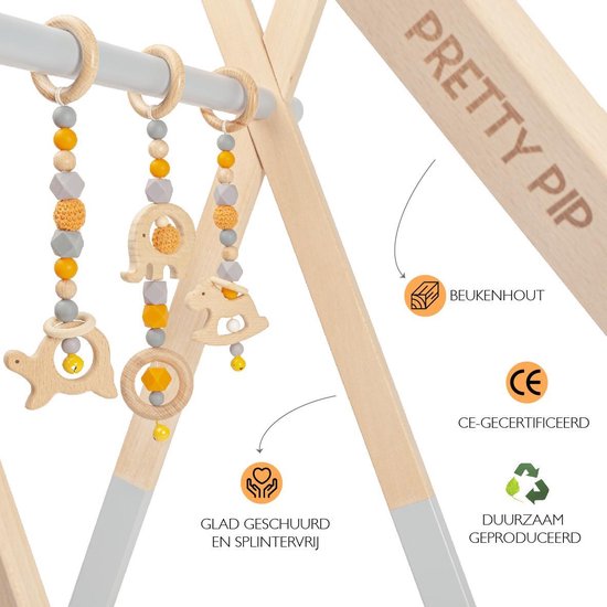 PRETTY PIP® Babygym Houten Baby Speelgoed vanaf 0 Jaar - Kraamcadeau ...