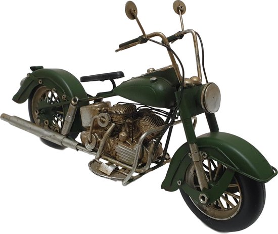 Miniatuur motor decoratie metaal legergroen – handgemaakte motorfiets ...