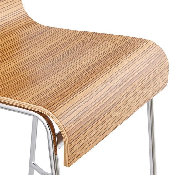 24Designs Barkruk Smooth - Zithoogte 74 Cm - Zebranohout - Chroom | bol