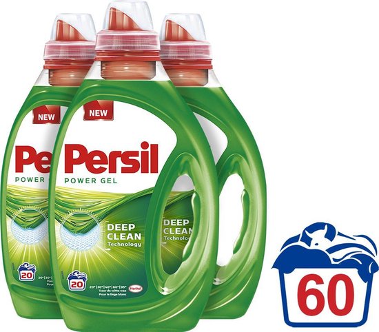 Persil Power Gel - Vloeibaar Wasmiddel - Voordeelverpakking - 3 x 20 ...