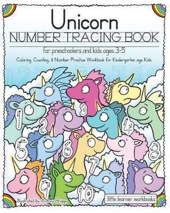 Little Learner Workbooks- Unicorn Number Tracing Book for Preschoolers ...