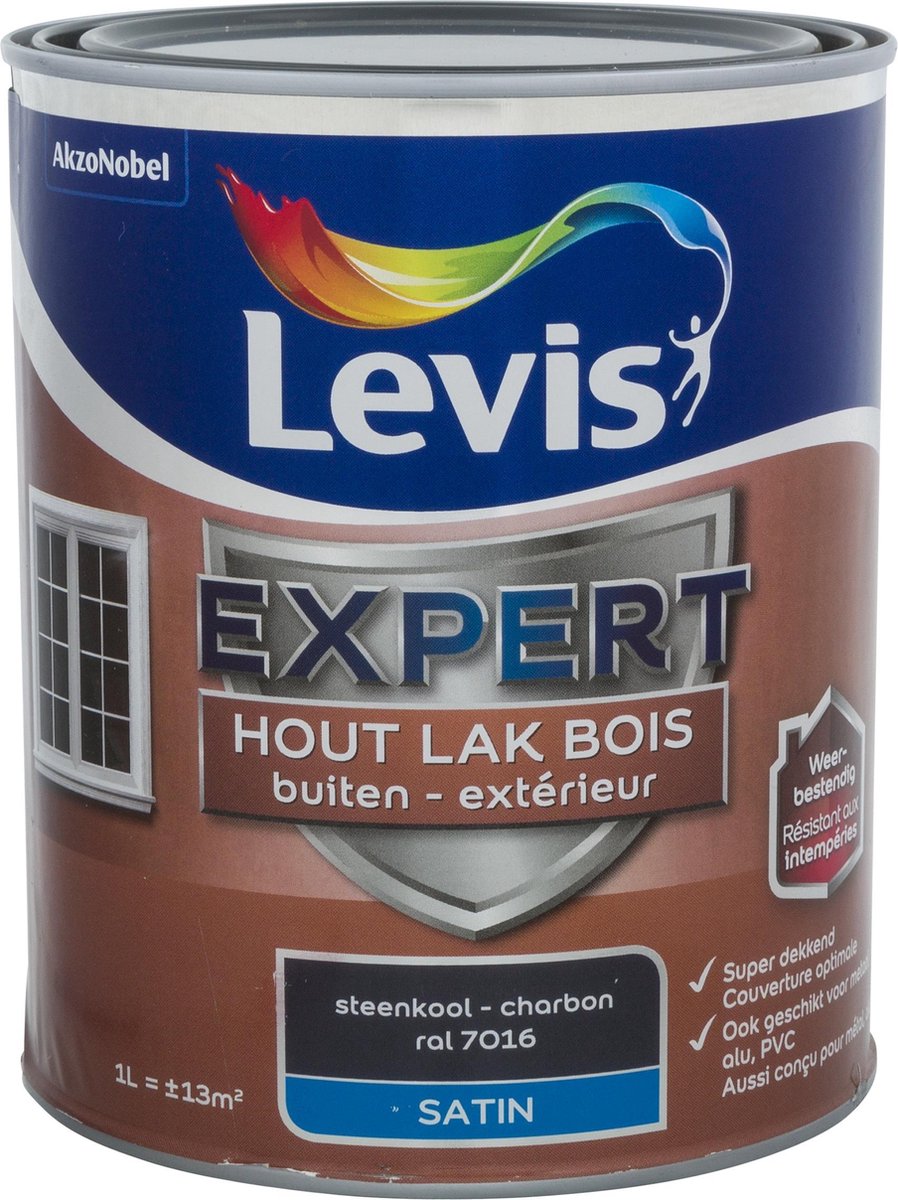Levis Expert - Lak Buiten - Satin - Steenkool - 1L | bol