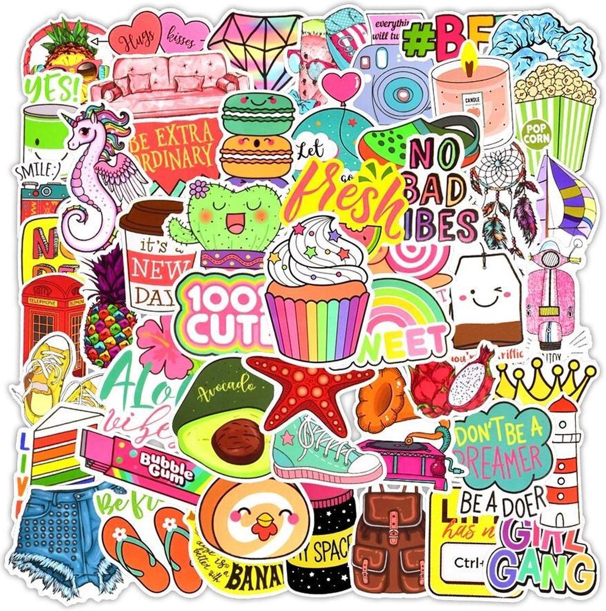 Vsco girl stickers - 100 stickers - vrolijke stickermix - Voor laptop ...