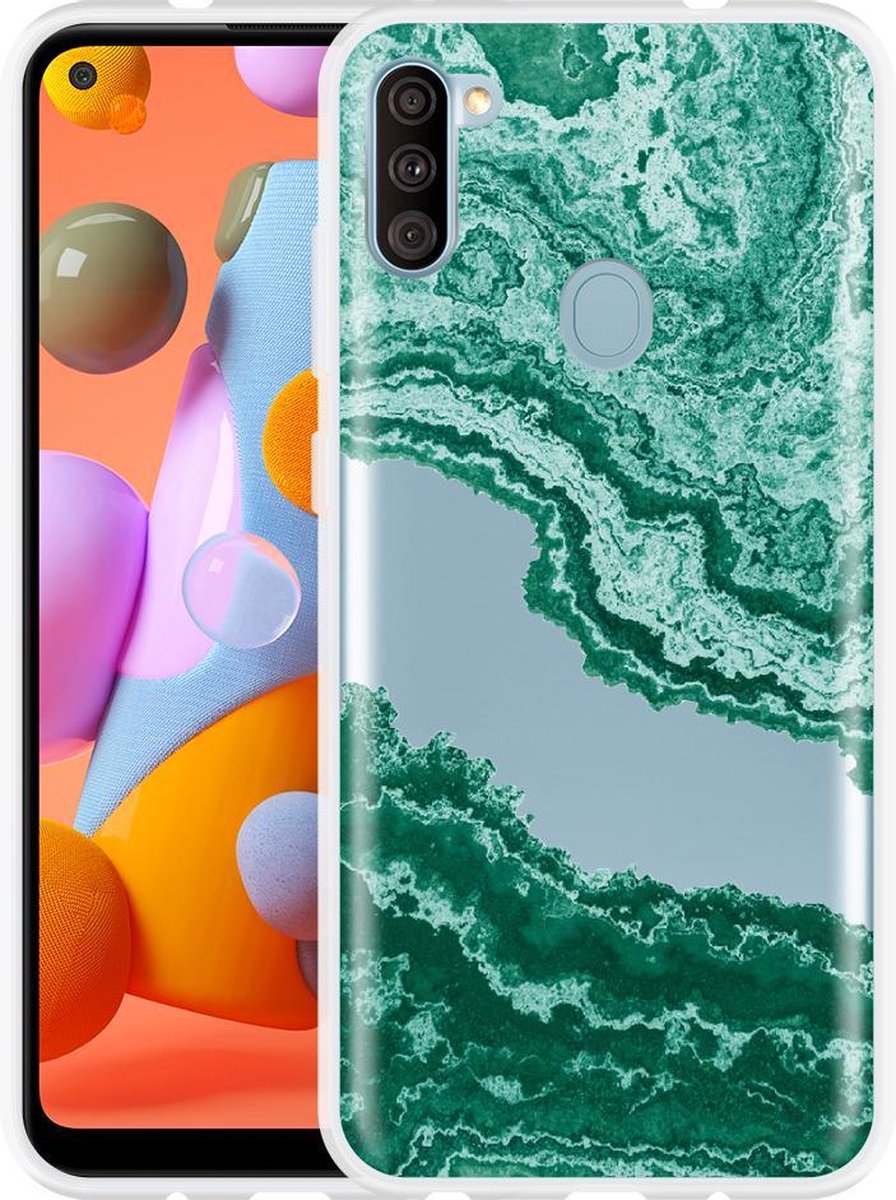 Oppo A52 Hoesje Turquoise Marble Art - Designed by Cazy | bol.com