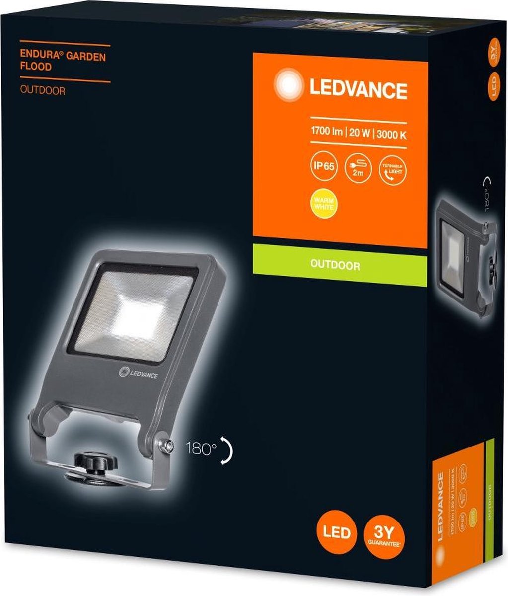 Ledvance LED Breedstraler Endura Spike Zwart 20W 1700lm - 830 Warm Wit ...