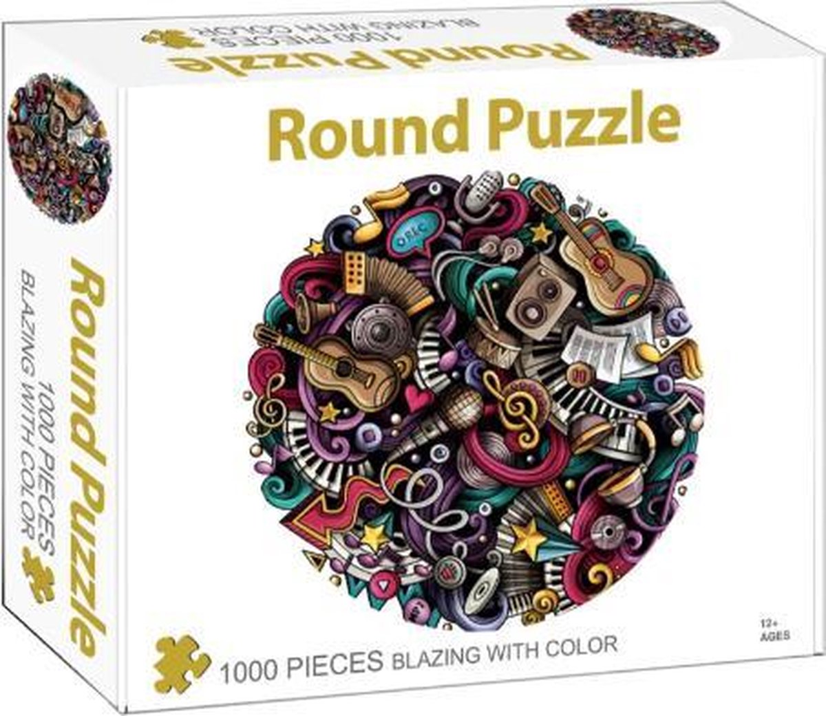 Muziek legpuzzel. Rond met 1000 stukjes. Moeilijk en uitdagend. 69x69 ...