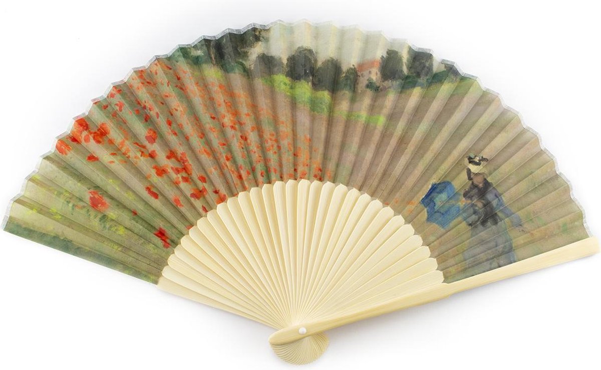 Hand waaier, bamboo, Monet, Veld met klaprozen | bol.com