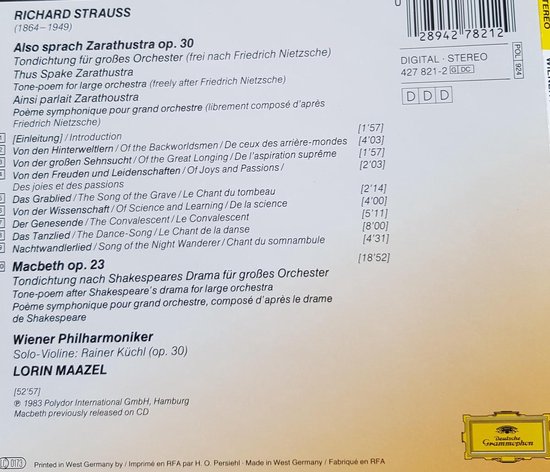 Strauss - Also sprach Zarathustra - Macbeth - L. Maazel, R. Strauss ...