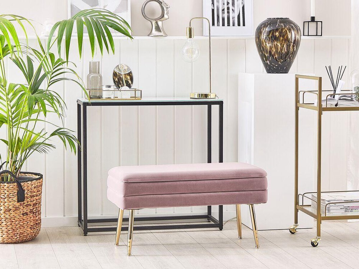 Beliani DURHAM - Hocker - roze - Fluweel | bol.com