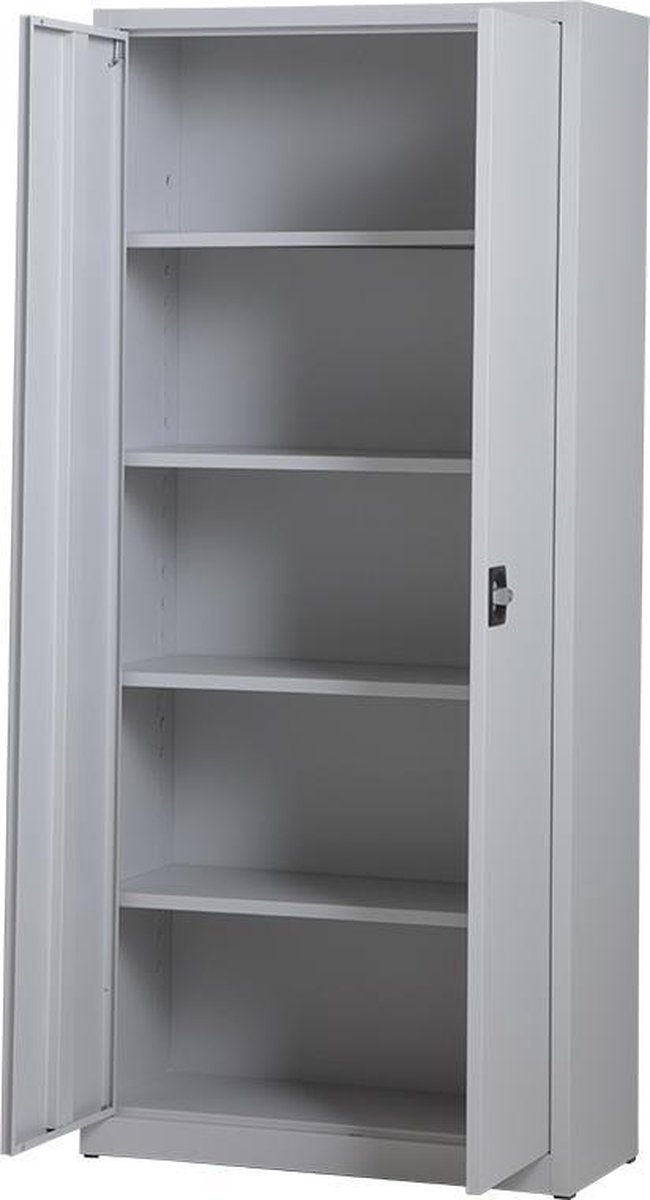 Metalen archiefkast - 195 x 92 x 42 cm - Licht grijs - Met slot ...