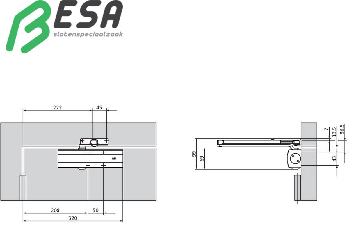 Deurdranger - Deurpomp OTS 210 met standaard Schaararm zilver | bol