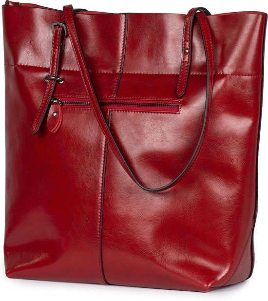 Dames shopper rood, bordeaux rood, Dames tas groot, | bol