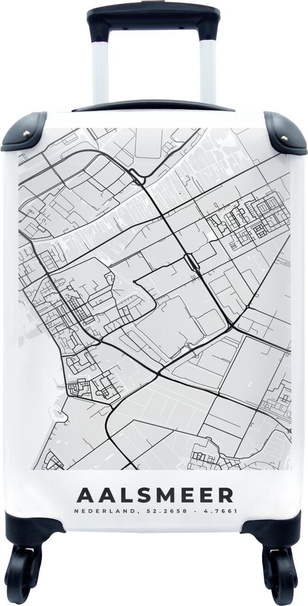 Valise - Plan de la ville - Aalsmeer - Grijs - Wit - 35x55x20 cm ...