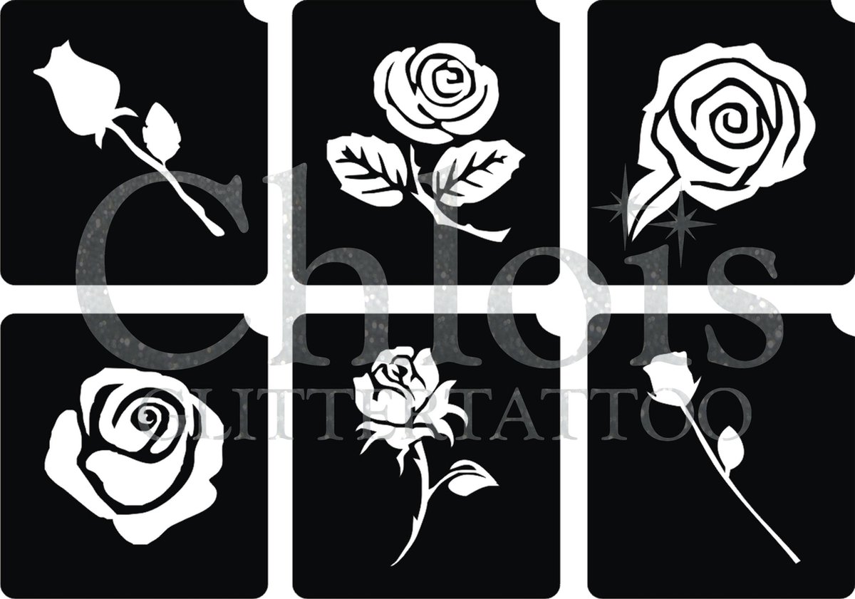 Chloïs Glittertattoo Sjabloon - Roses - Multi Stencil - CH9301 - 1 ...