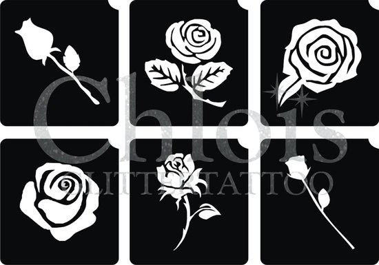 Chloïs Glittertattoo Sjabloon - Roses - Multi Stencil - CH9301 - 1 ...