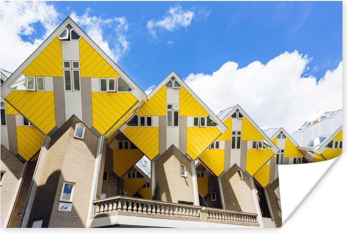 Poster Gele kubus huizen in Rotterdam - 180x120 cm XXL | bol.com
