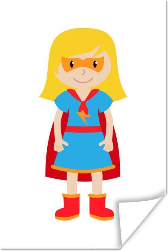 Poster tekening van een superheld met een rode cape - 20x30 cm | bol.com