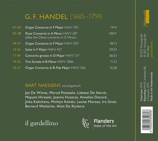 Il Gardellino & Bart Naessens - Claviorganum. Handel Concertos ...