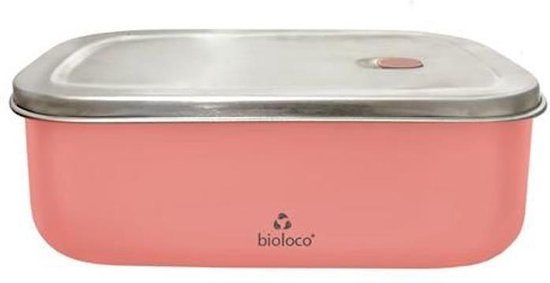 RVS bioloco lunchtrommel 20cm x 13,5cm x 7cm - Vintage Roze | bol.com