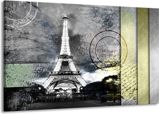 Schilderij Op Canvas - Groot - Parijs, Eiffeltoren - Grijs - 140x90cm ... Schilderij Op Canvas - Groot - Parijs, Eiffeltoren - Grijs - 140x90cm ...