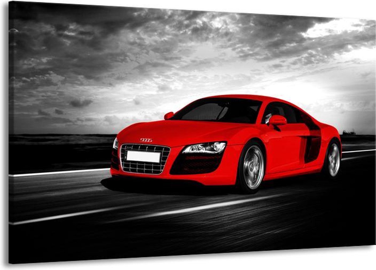 Schilderij Op Canvas - Groot - Audi, Auto - Zwart, Grijs, Rood ...