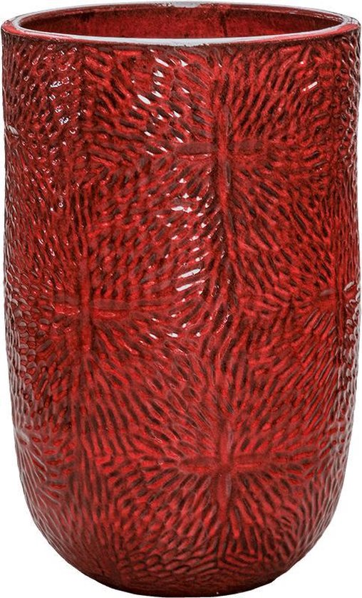 Hoge Pot Marly Deep Red ronde rode bloempot voor binnen en buiten 47x70 ...