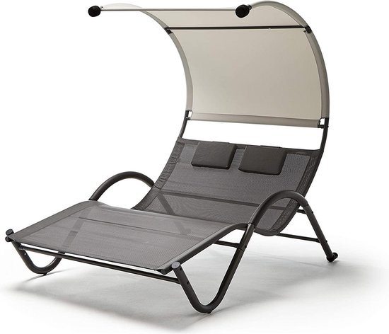 Gutos ligbed, 2-zits, 135 x 195 x 180 cm, grijs- ligbed tuin- zonnebed ...