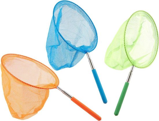 2x Vlindernet geel en oranje - Visnet - Vangnet - Insectennet ...