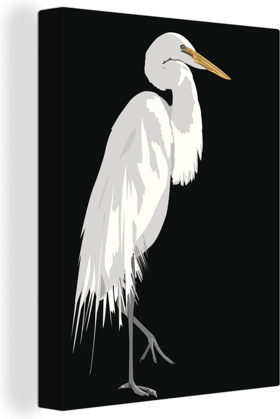 Canvas Schilderij Een illustratie van een grote witte reiger tegen een ...