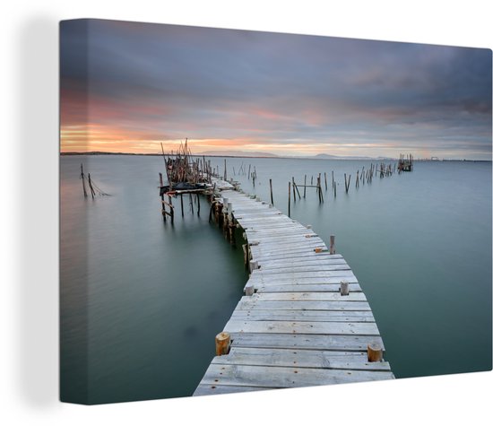 Canvas Schilderij Steiger in Portugal - 60x40 cm - Wanddecoratie | bol