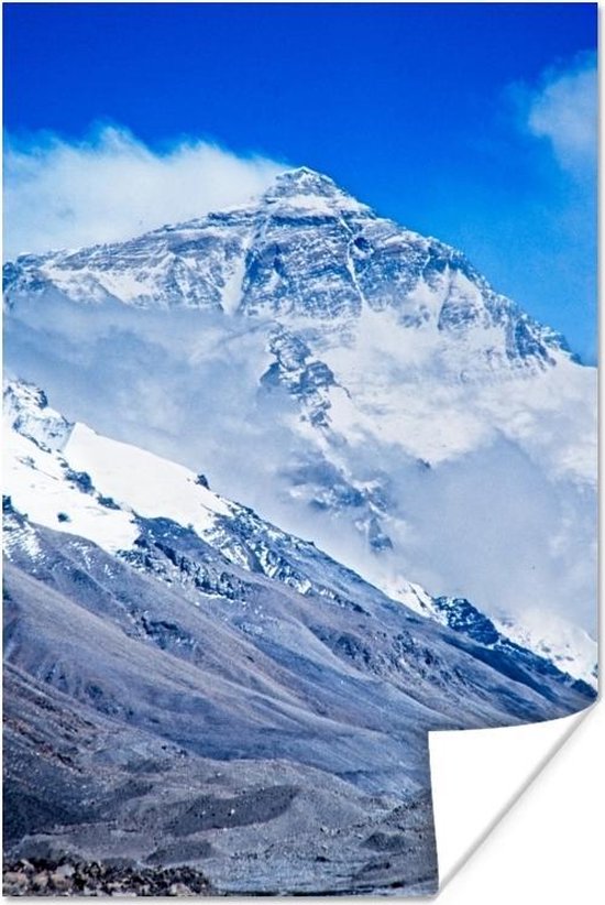 Poster Mount Everest in Nepal met wolken - 60x90 cm | bol