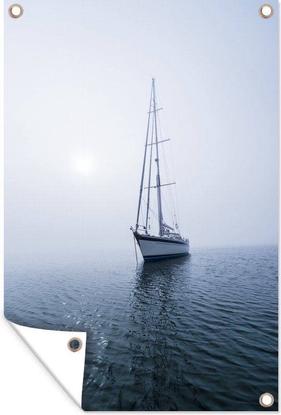Tuindecoratie Zeilboot heeft het anker uitgegooid in de mist - 40x60 cm ...