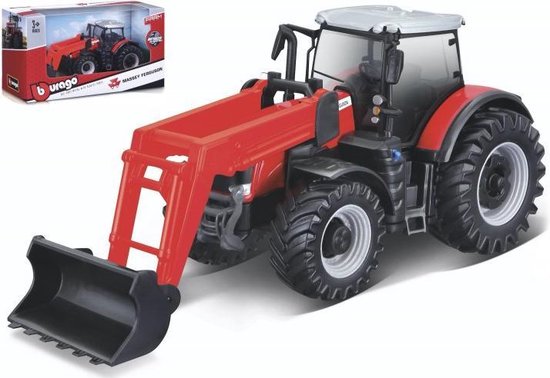 Bburago Massey Ferguson 8740S + FRONT LOADER rood/zwart modelauto ...